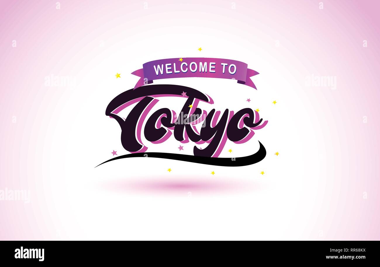 Tokyo Welcome to Creative Text Handwritten Font with Purple Pink Colors ...