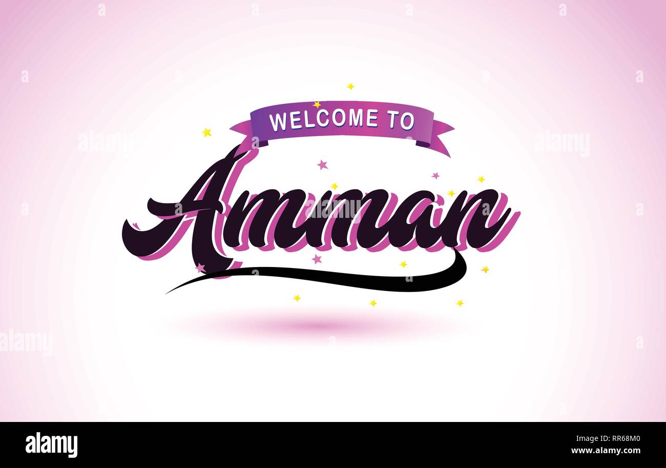 Amman Welcome to Creative Text Handwritten Font with Purple Pink Colors ...