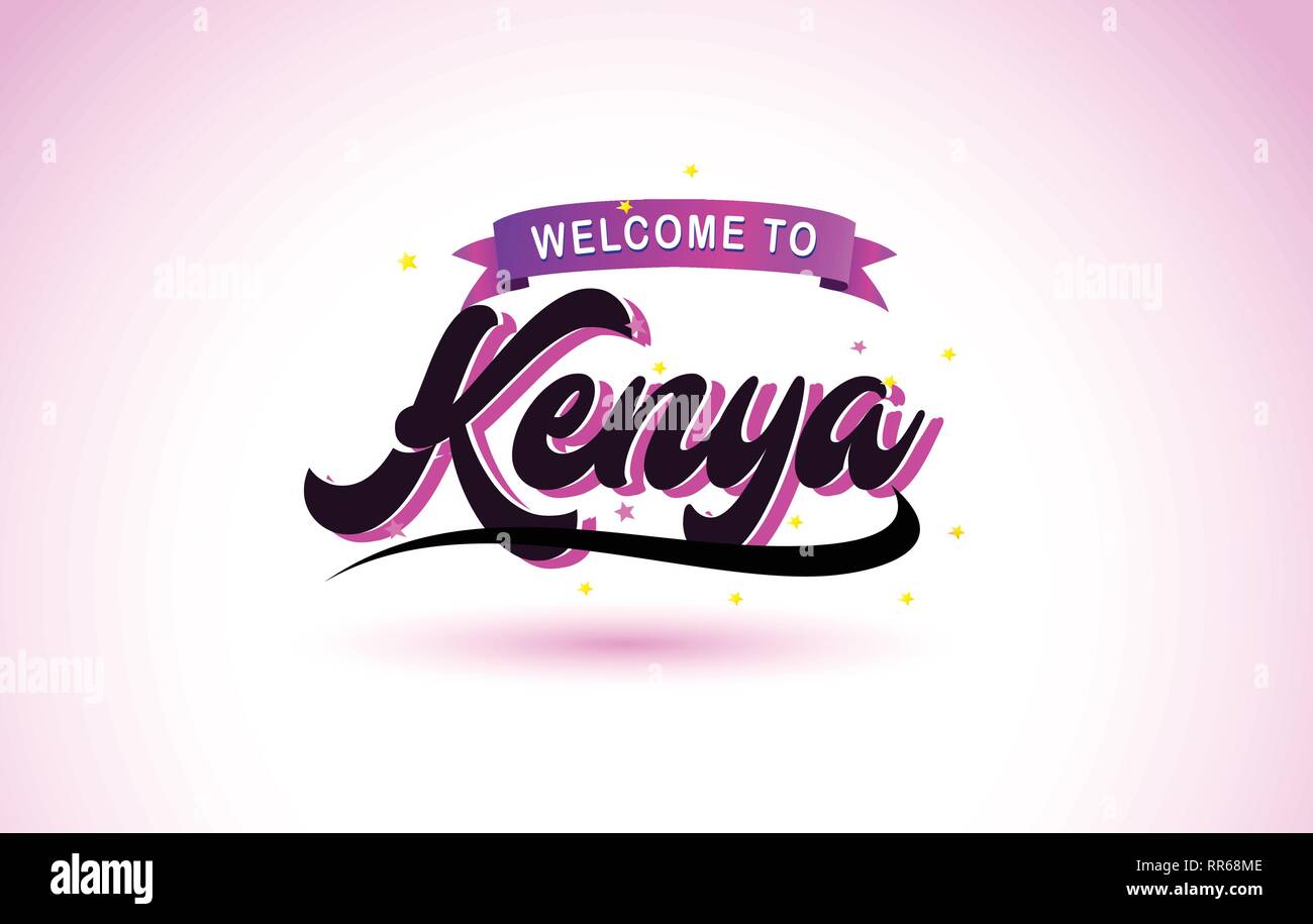 Kenya Welcome to Creative Text Handwritten Font with Purple Pink Colors ...