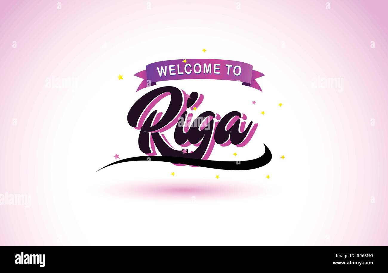 Riga Welcome to Creative Text Handwritten Font with Purple Pink Colors ...