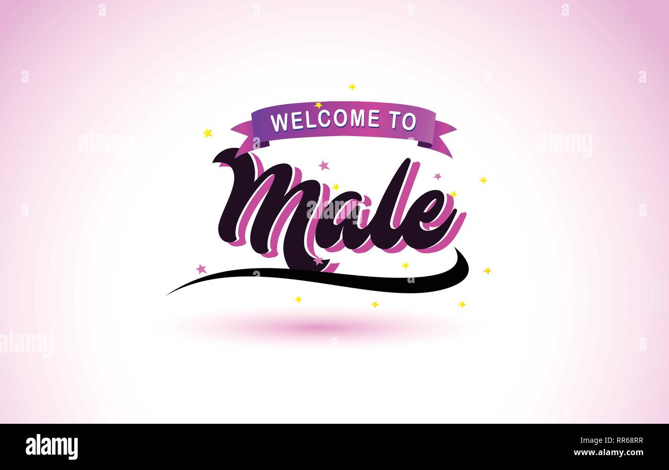 Male Welcome to Creative Text Handwritten Font with Purple Pink Colors ...