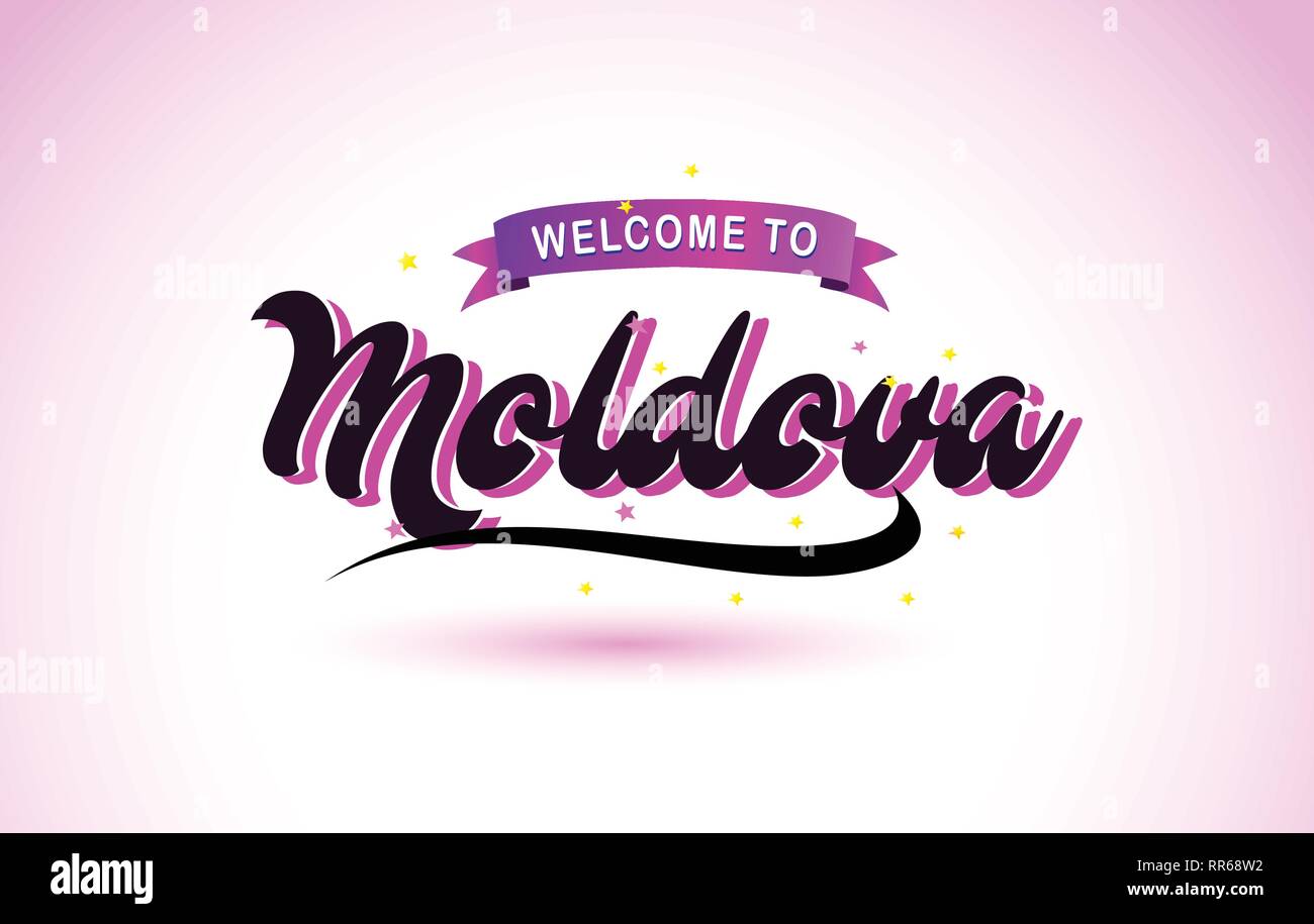 Moldova Welcome to Creative Text Handwritten Font with Purple Pink ...
