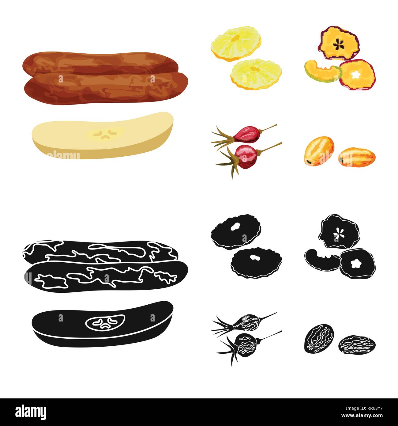 Vector illustration of food and raw symbol. Set of food and nature ...