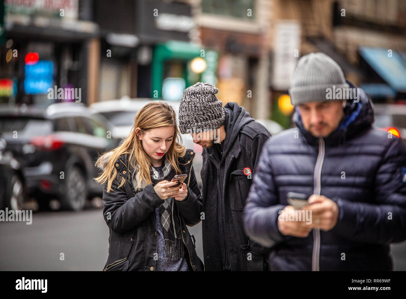 NEW YORK CITY - DECEMBER 14, 2018: Winter street scene in New York City ...