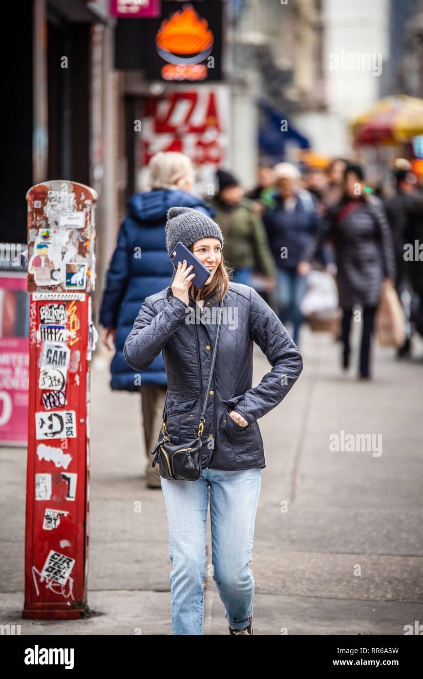 NEW YORK CITY - DECEMBER 14, 2018: Winter street scene in New York City ...