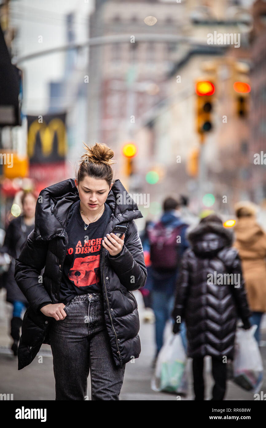 NEW YORK CITY - DECEMBER 14, 2018: Winter street scene in New York City ...