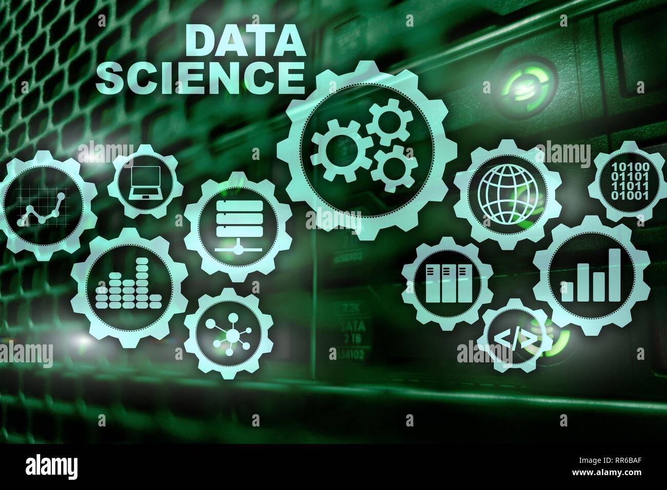 Data Science Artificial Intelligence Concept. Futuristic Supercomputer background Stock Photo ...