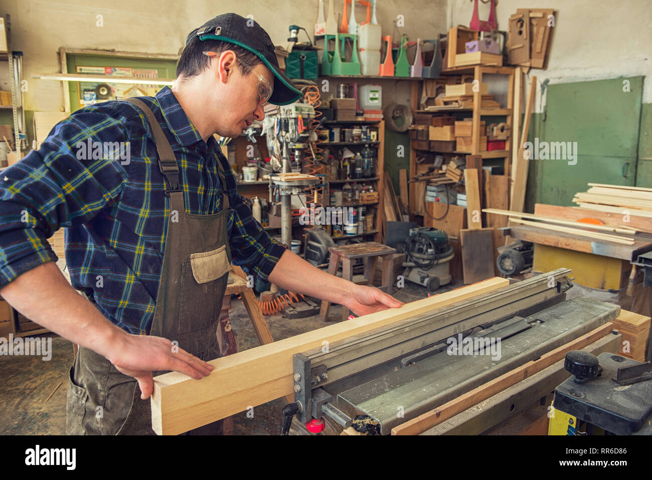 Carpenter planed wooden block Stock Photo - Alamy