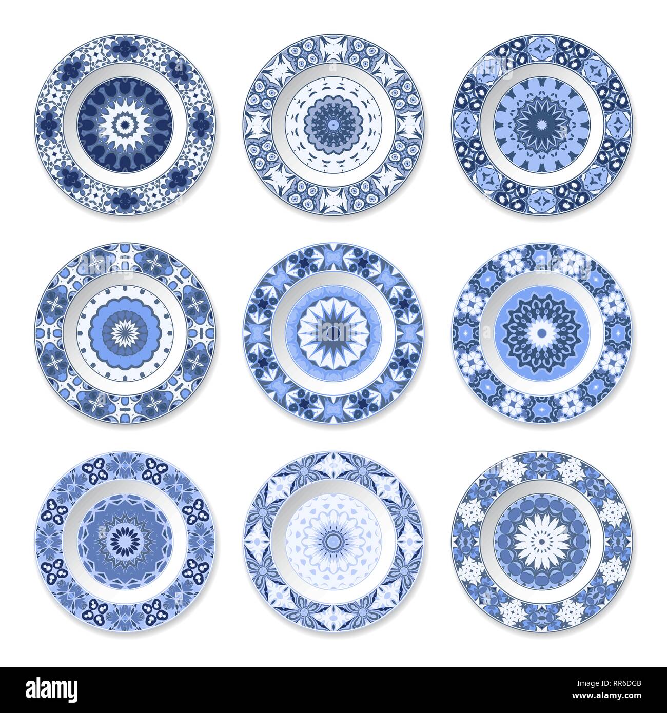 Antique plates decorative ceramic pattern Stock Vector Images - Alamy