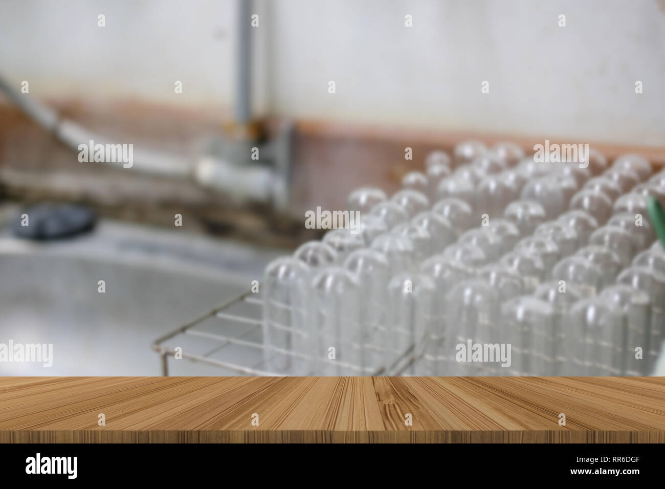 glass bottle in scientific lab. chemistry laboratory glassware with ...