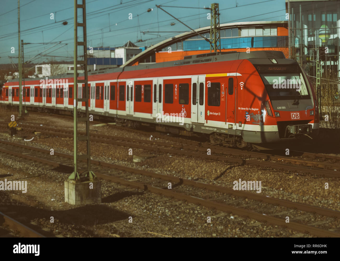 HERRENBERG,GERMANY - FEBRUARY 23,2019:Train Station This is the modern ...