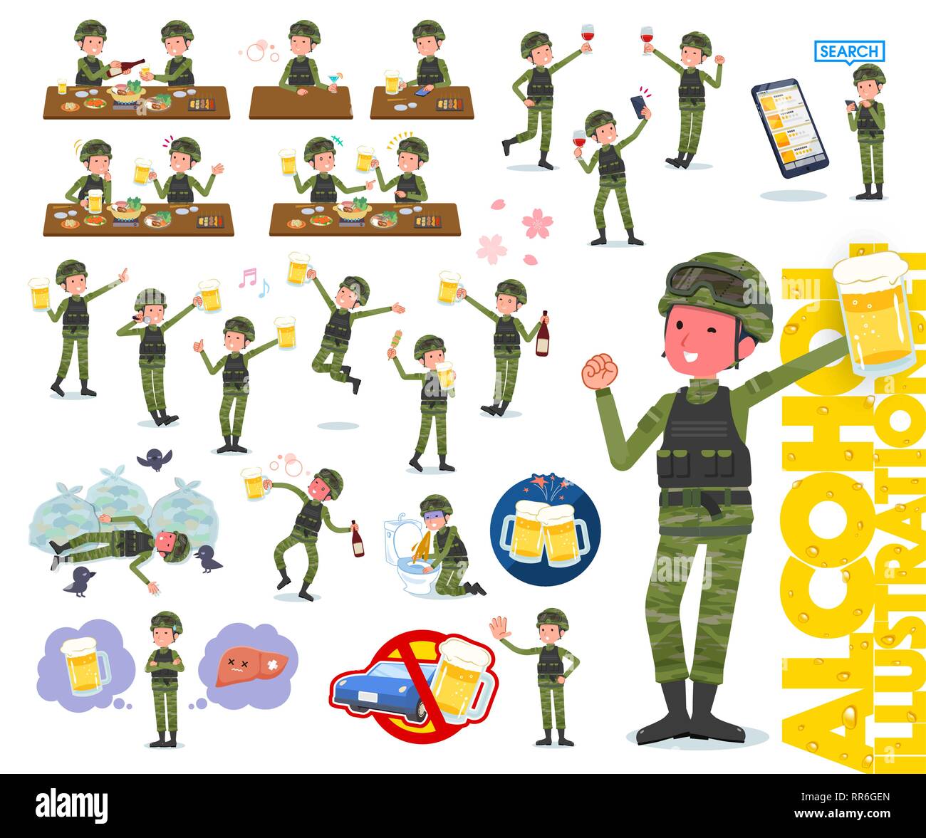 Beer drinking soldier Stock Vector Images - Alamy