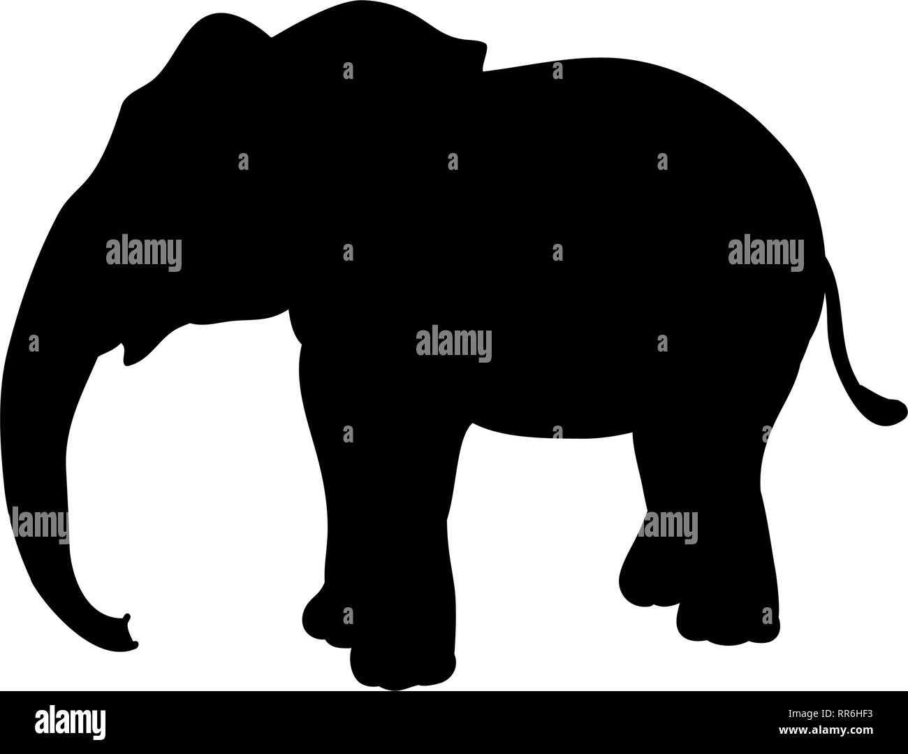 Elephant calf mammal black silhouette animal. Vector Illustrator Stock ...