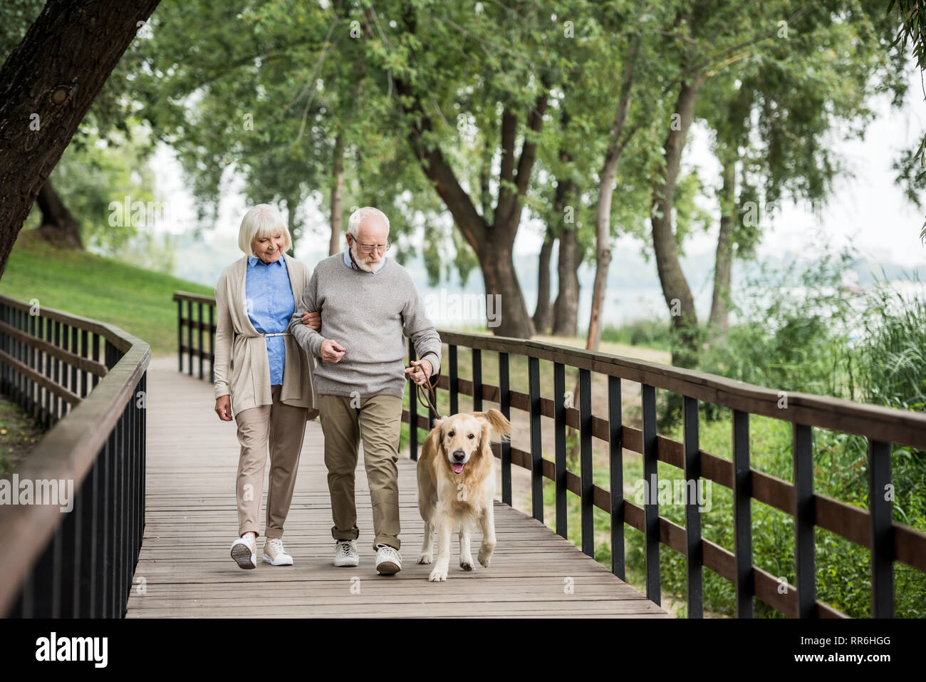 Elderly Couple Walking Dog Stock Photos & Elderly Couple Walking Dog ...