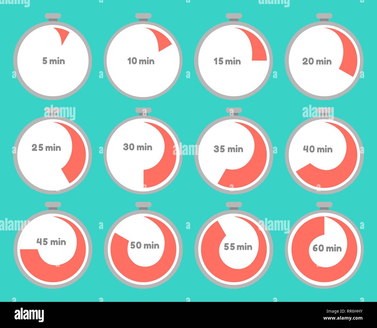Set of timers with time intervals every five minutes Stock Vector Image ...