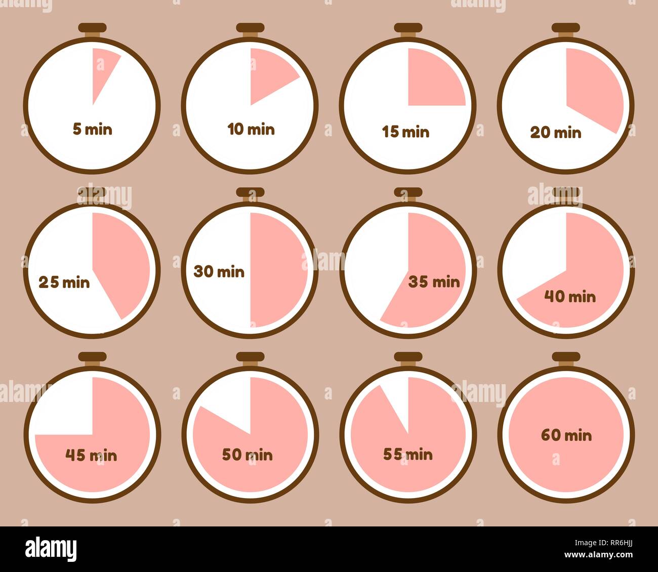 Set of timers with time intervals every five minutes Stock Vector Image ...