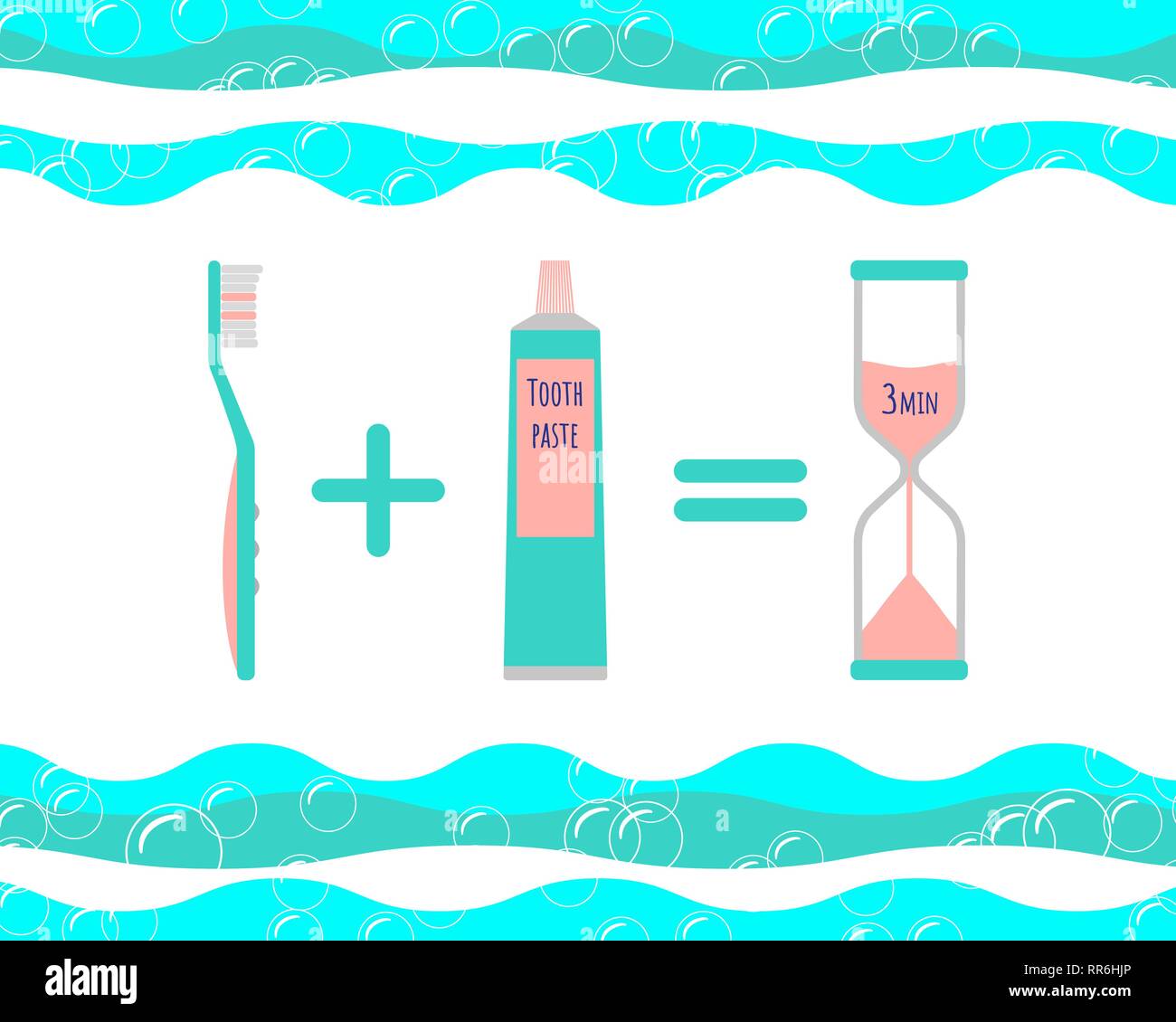 Toothpaste, toothbrush and hourglass with time to brush your teeth ...