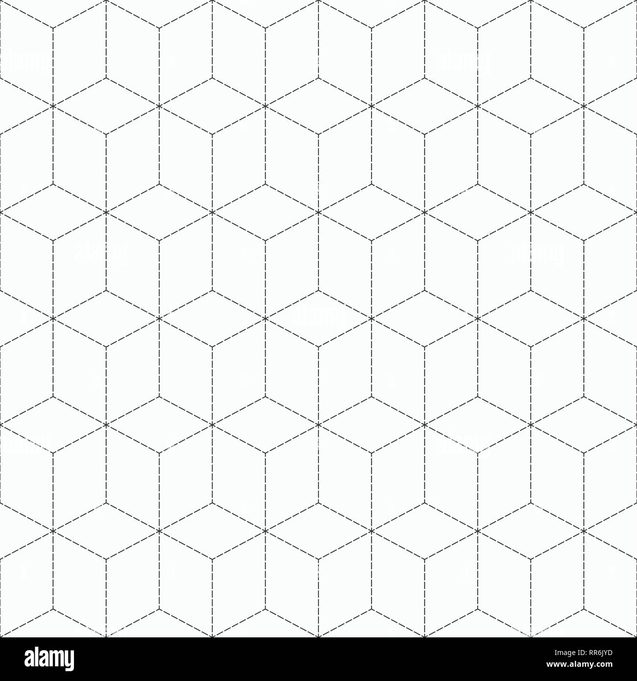 Abstract geometric seamless pattern with dotted hexagons. Linear style ...