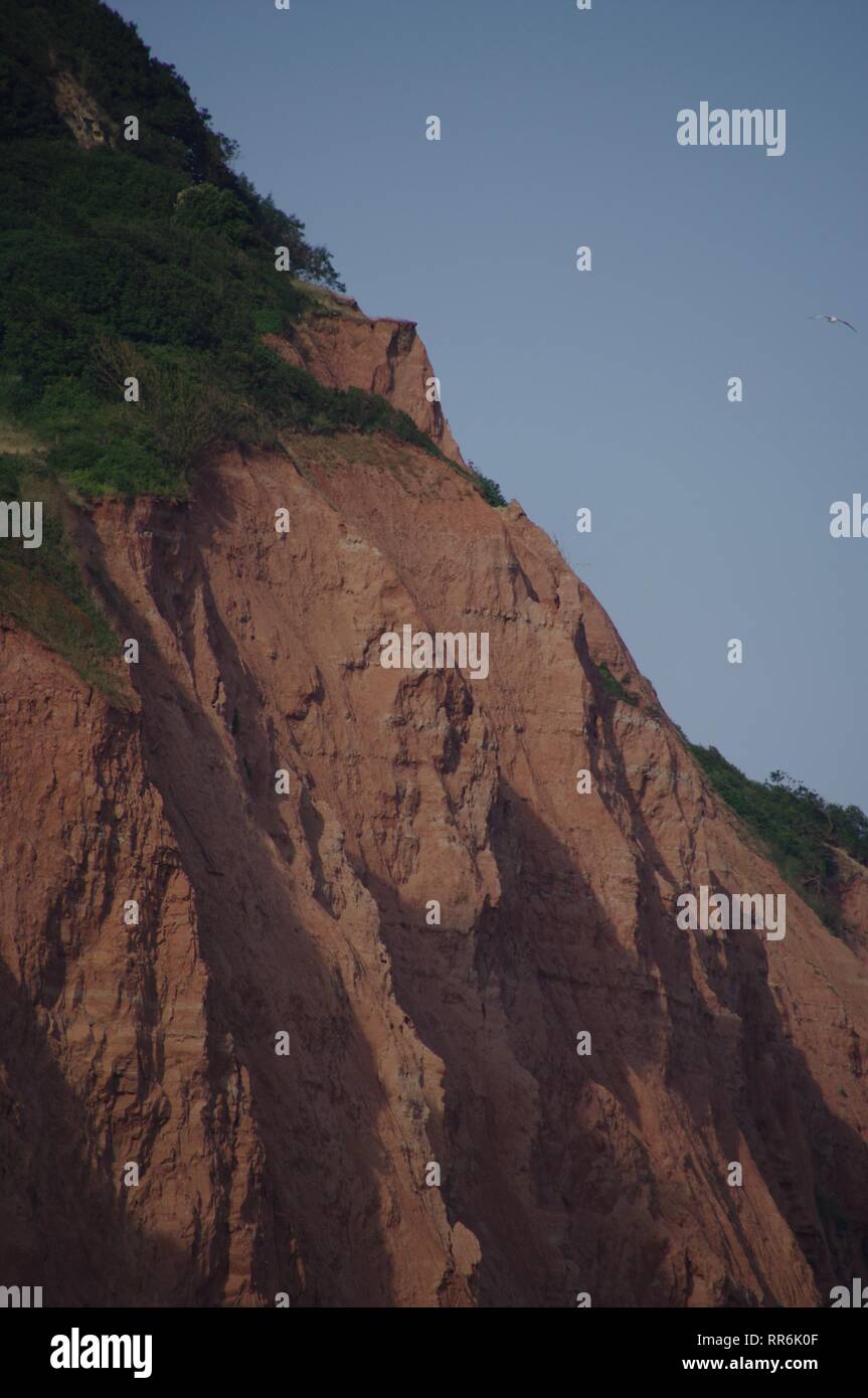 High Peak Sea Cliff of Red Triassic Otter Sandstone. Sidmouth, East ...