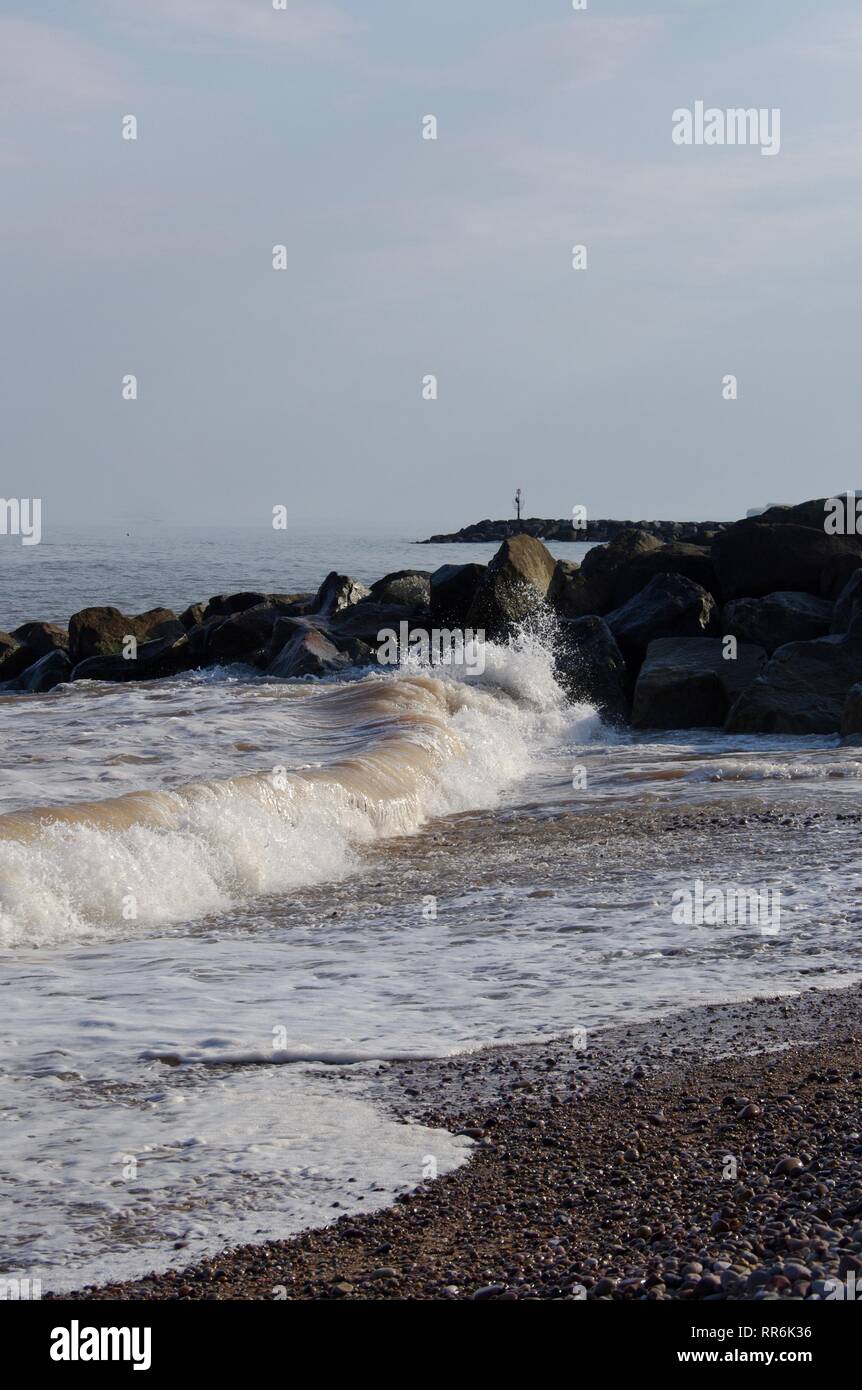 Wave Swashing up Sidmouth Beach on a Summer Evening. East Devon, UK ...
