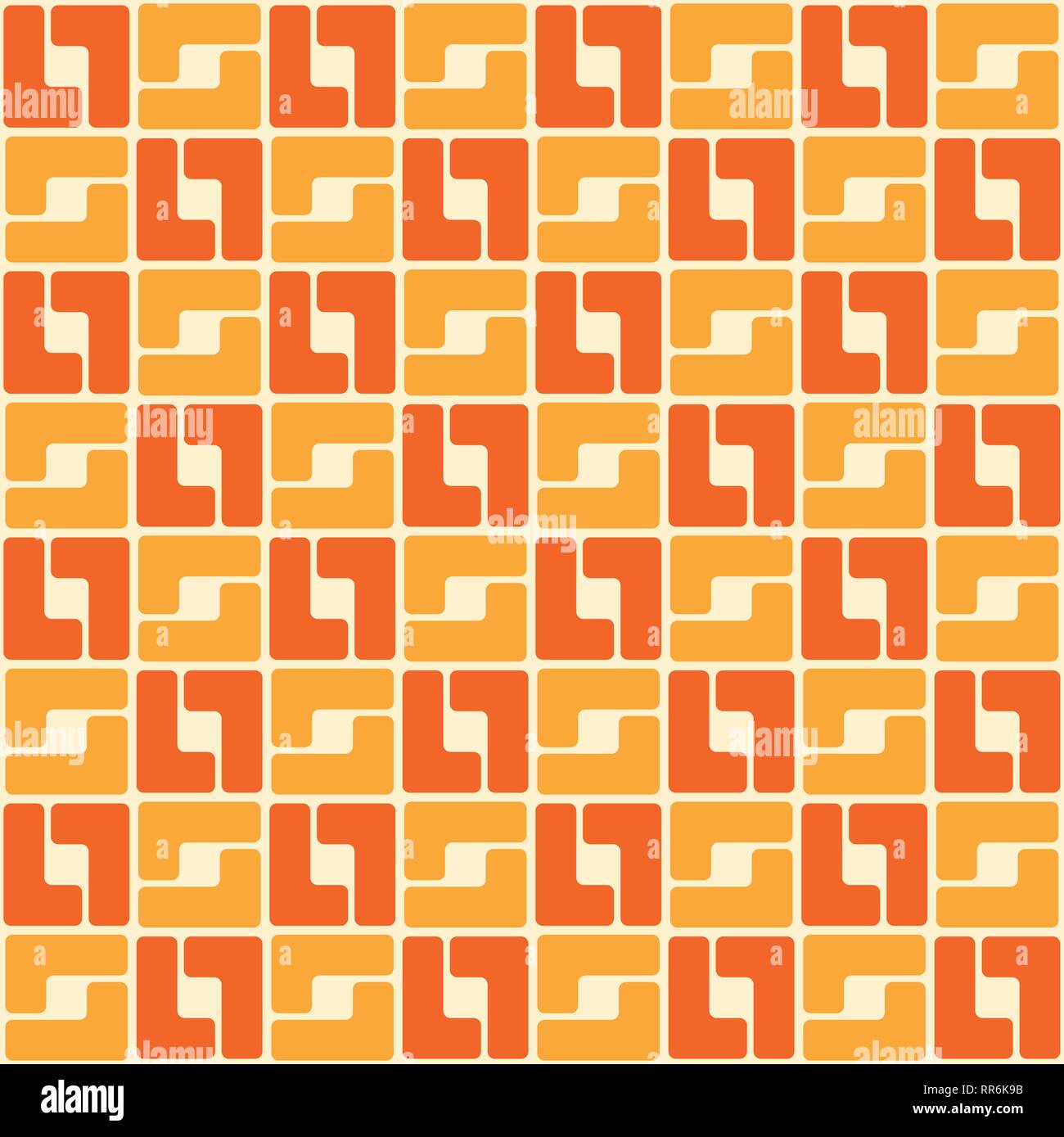 Abstract trendy seamless pattern of geometric ornament in orange and ...