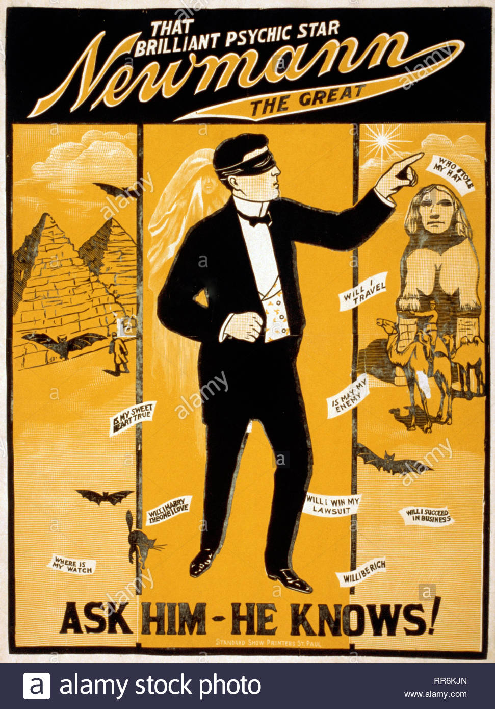 Newmann the Great, vintage publicity poster from early 1900s Stock ...