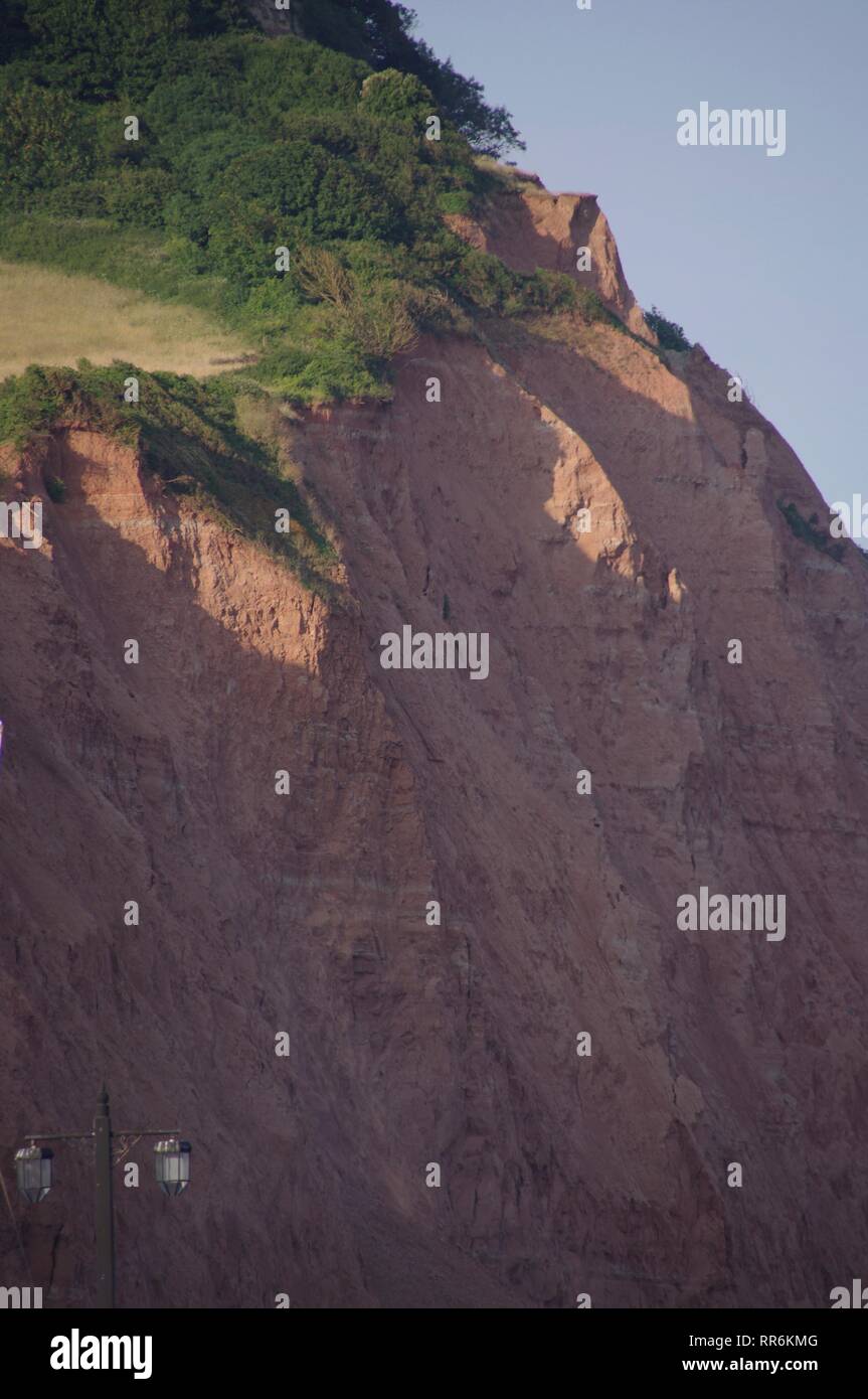 High Peak Sea Cliff of Red Triassic Otter Sandstone. Sidmouth, East ...