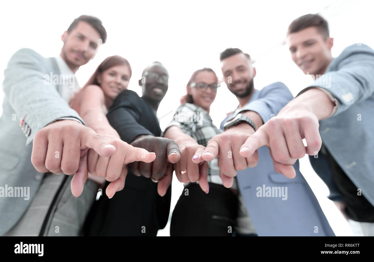 Business people pointing at camera Stock Photo - Alamy