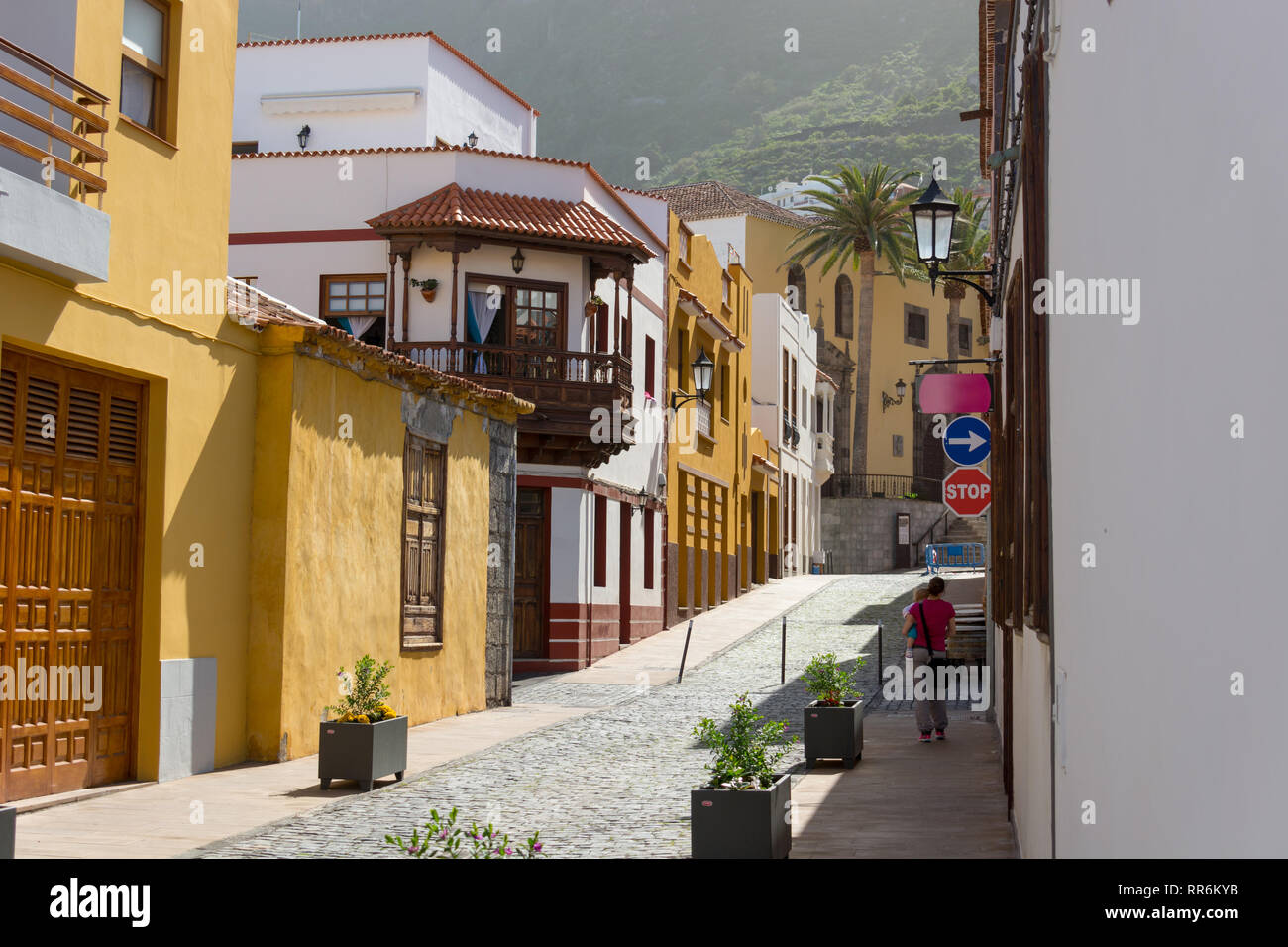 Streets and architecture of traditional spanish coastal town Stock ...