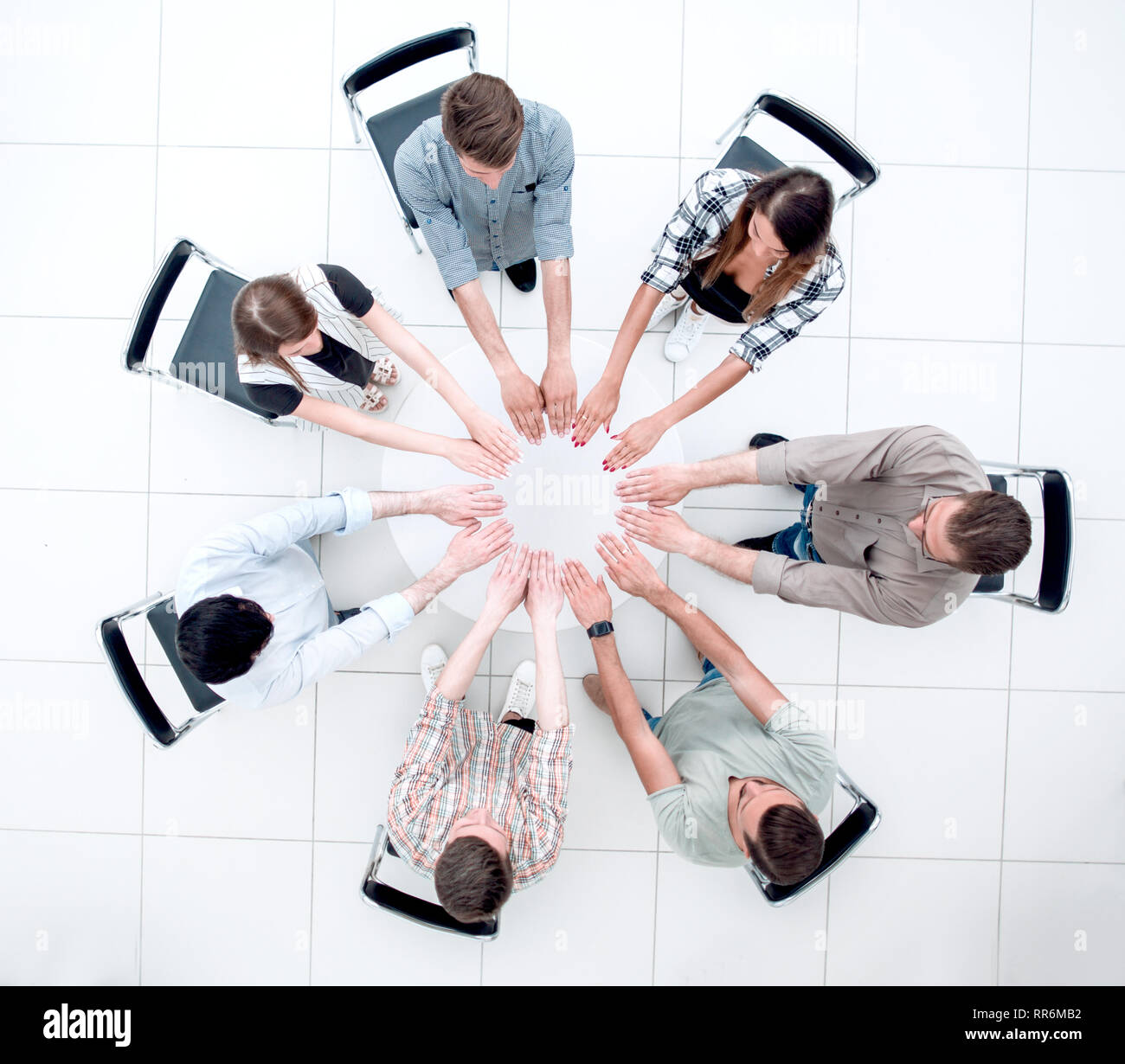 top view.successful business team sitting at the round table Stock ...