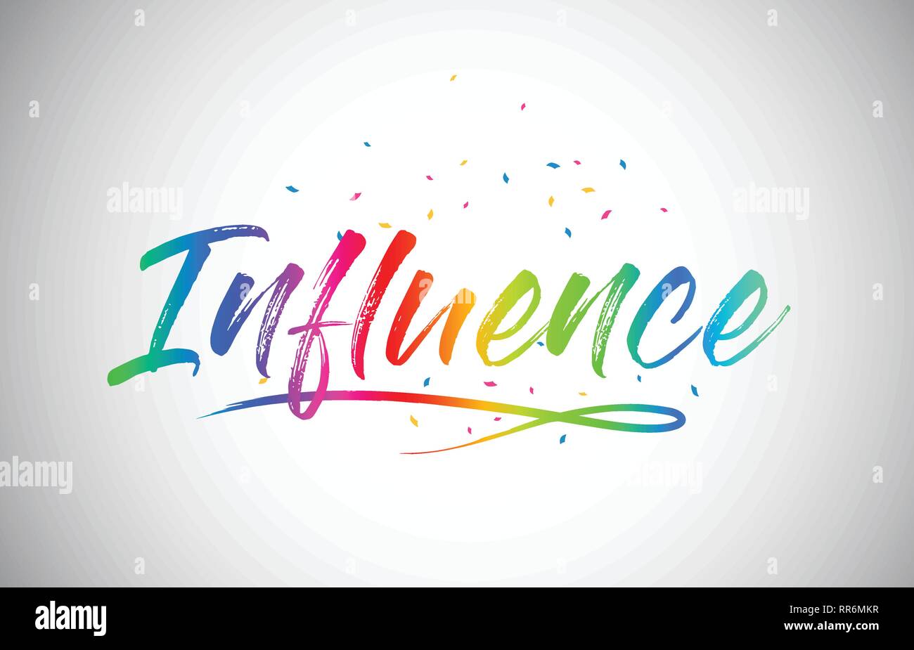 Influence Creative Word Text with Handwritten Rainbow Vibrant Colors ...