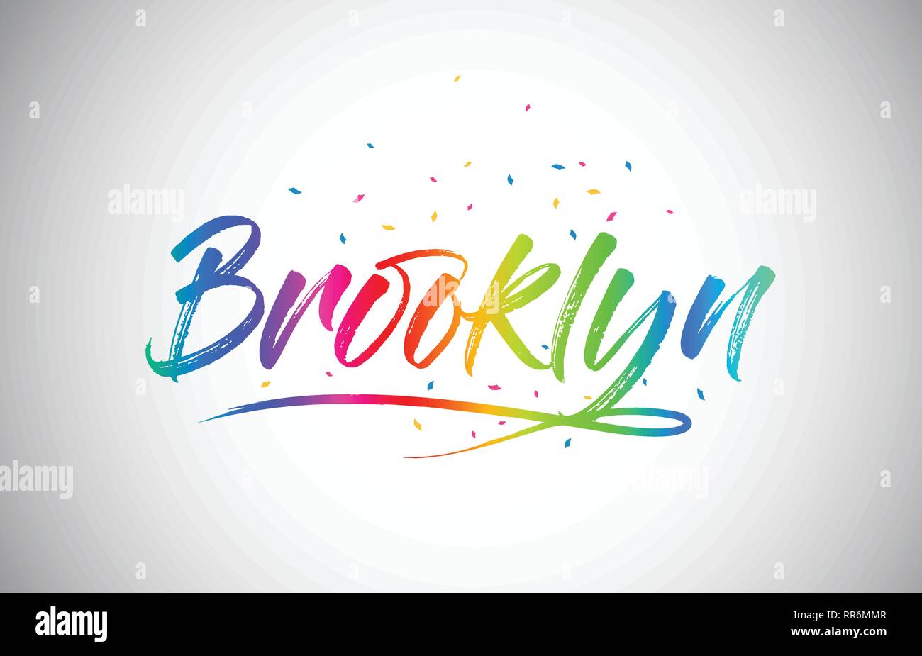 Brooklyn Creative Word Text with Handwritten Rainbow Vibrant Colors and ...