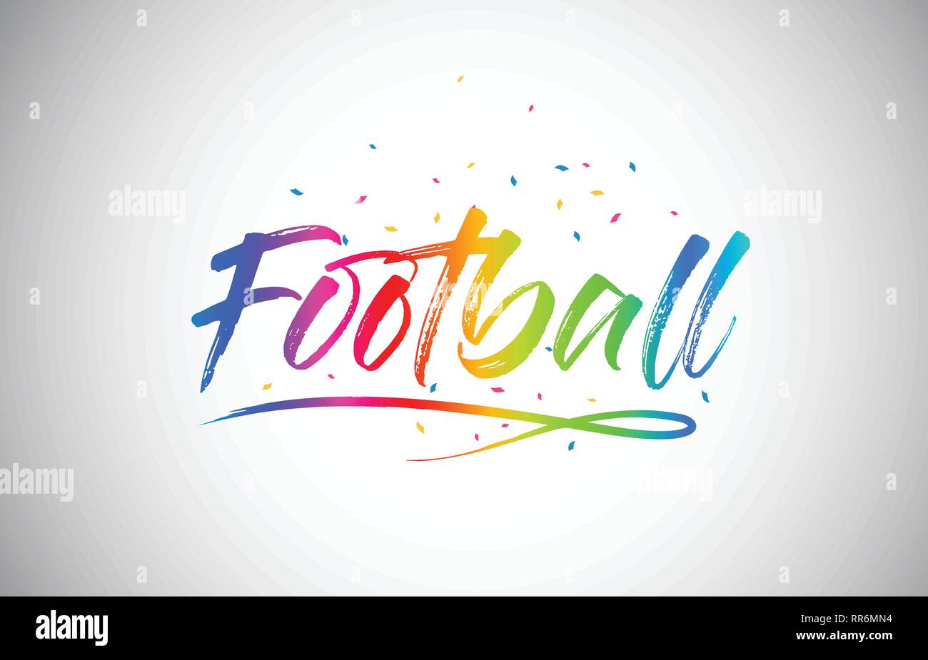 Football Creative Word Text with Handwritten Rainbow Vibrant Colors and ...