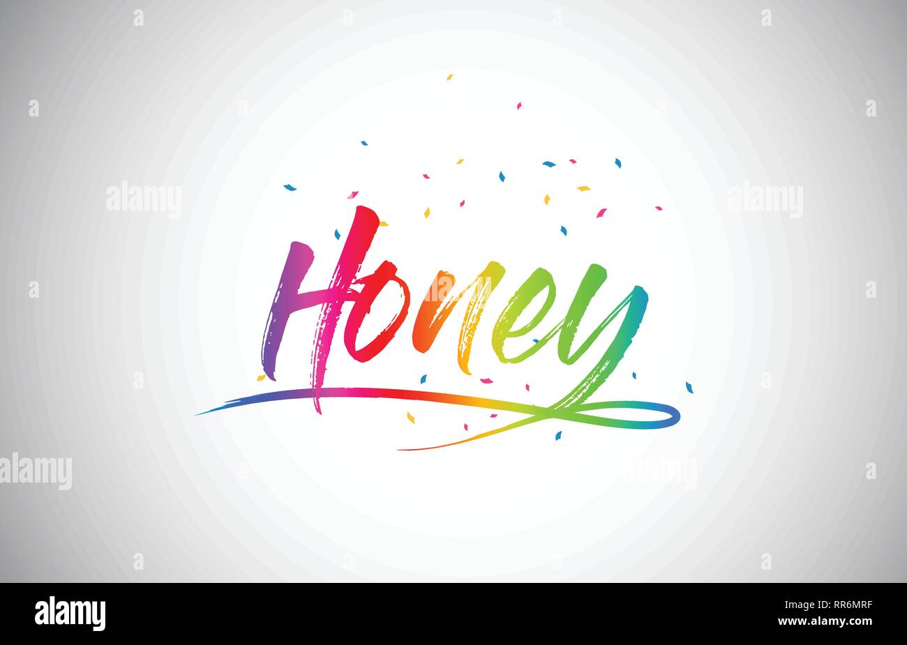 Honey Creative Word Text with Handwritten Rainbow Vibrant Colors and ...
