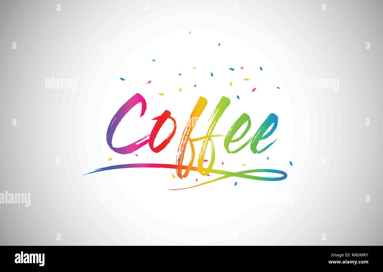 Coffee Creative Word Text with Handwritten Rainbow Vibrant Colors and ...