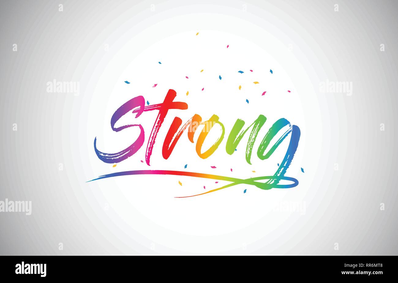 Strong Creative Word Text with Handwritten Rainbow Vibrant Colors and ...