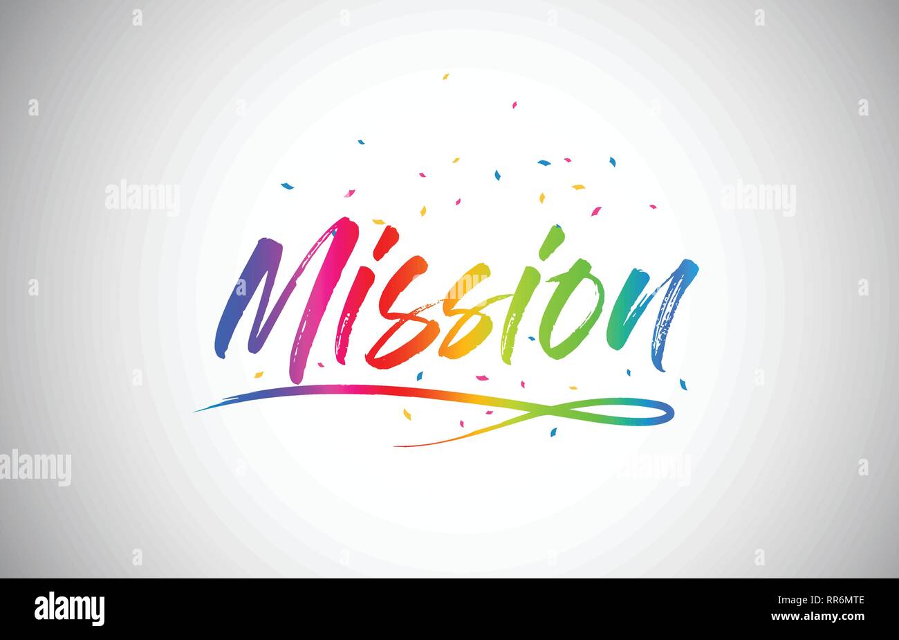 Mission Creative Word Text with Handwritten Rainbow Vibrant Colors and ...
