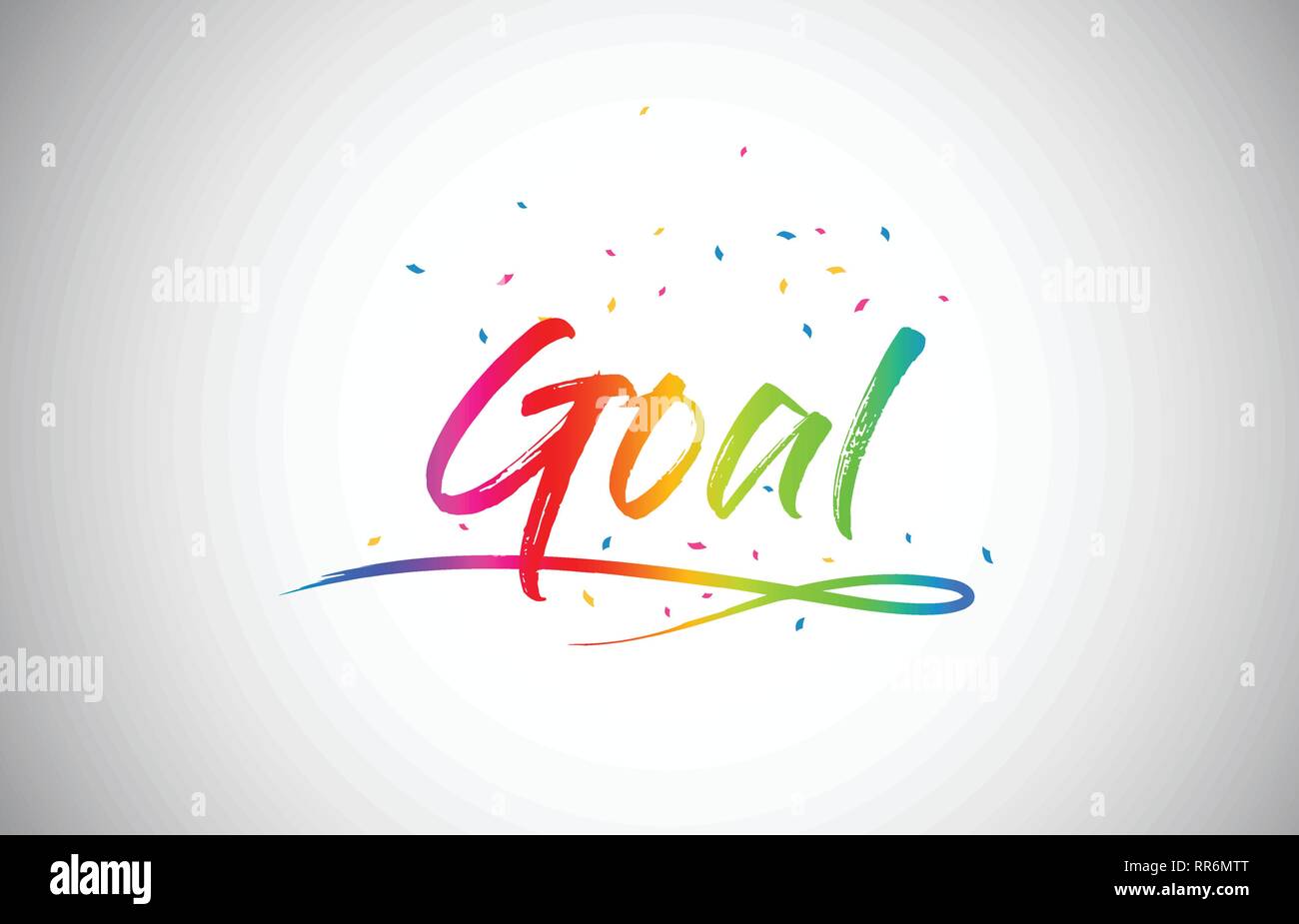 Goal Creative Word Text with Handwritten Rainbow Vibrant Colors and ...
