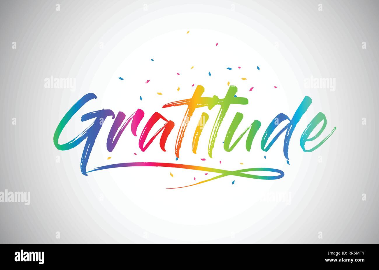 Gratitude Creative Word Text with Handwritten Rainbow Vibrant Colors ...