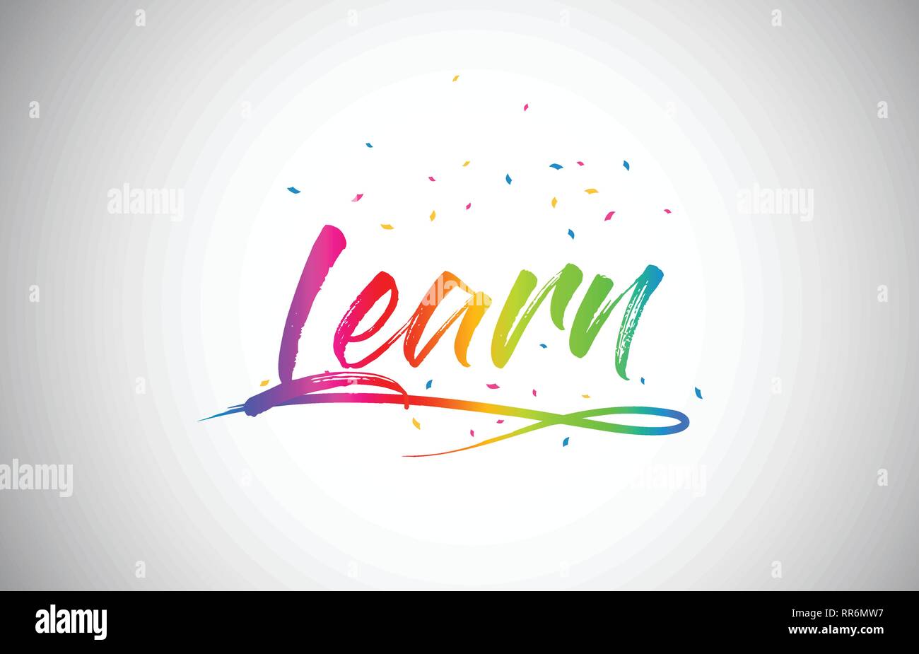 Learn Creative Word Text with Handwritten Rainbow Vibrant Colors and ...