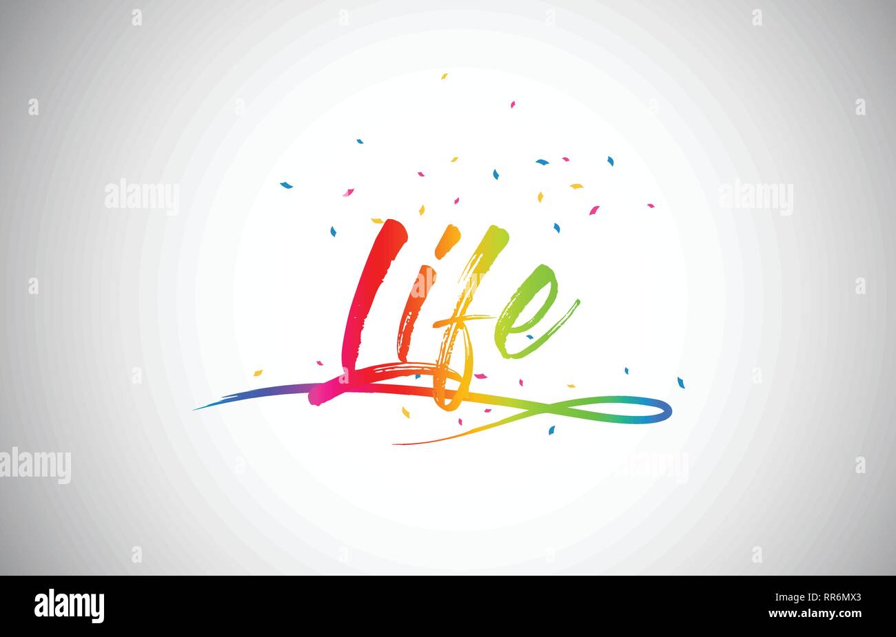 Life Creative Word Text with Handwritten Rainbow Vibrant Colors and ...