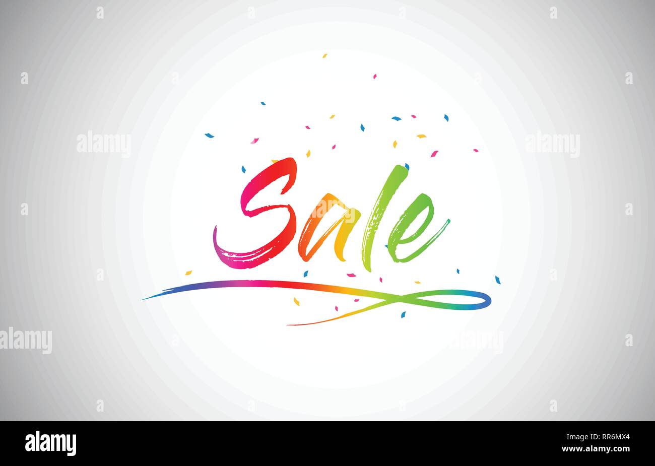 Sale Creative Word Text with Handwritten Rainbow Vibrant Colors and ...