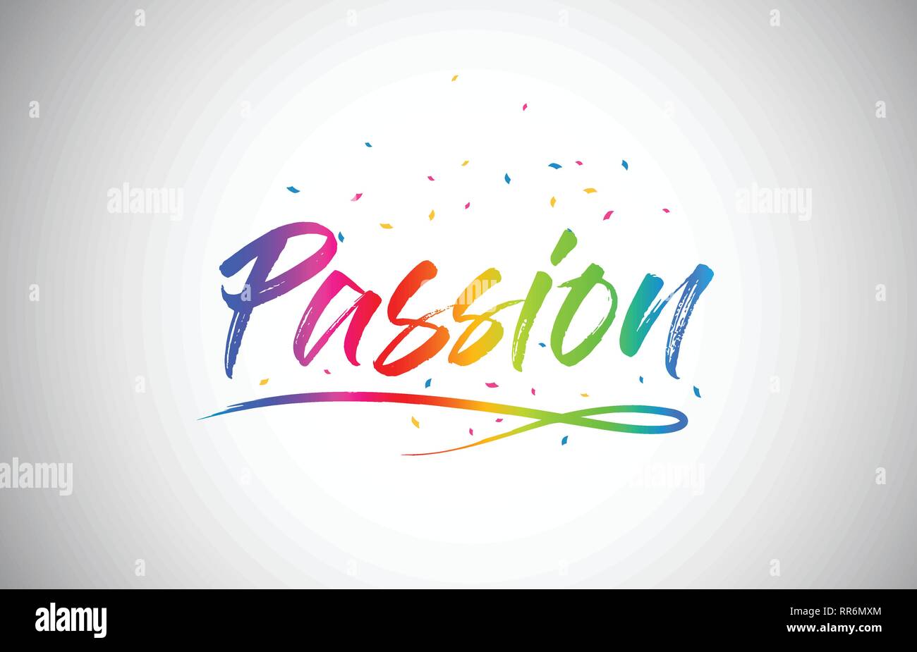 Passion Creative Word Text with Handwritten Rainbow Vibrant Colors and ...