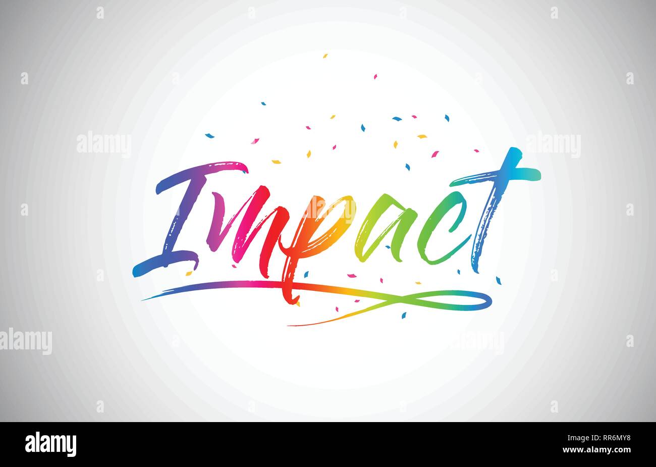 Impact Creative Word Text with Handwritten Rainbow Vibrant Colors and ...