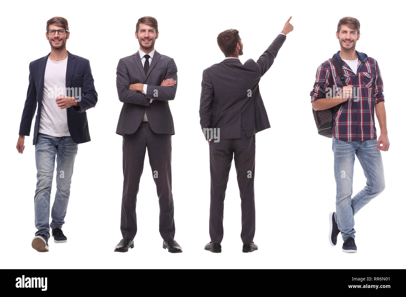 photo collage of a successful young man Stock Photo - Alamy