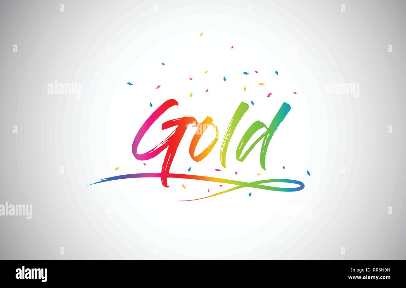 Gold Creative Word Text with Handwritten Rainbow Vibrant Colors and ...