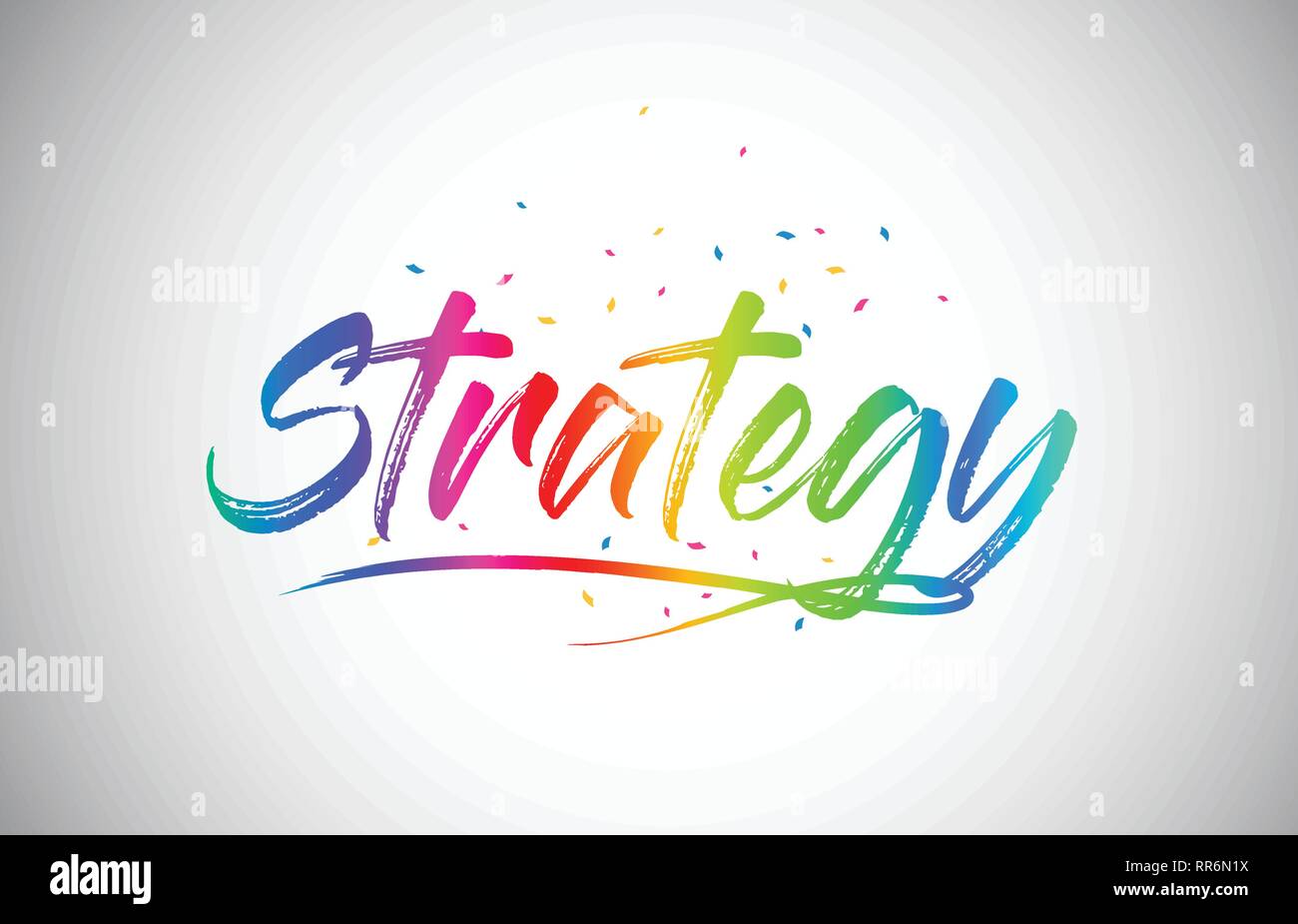 Strategy Creative Word Text with Handwritten Rainbow Vibrant Colors and ...