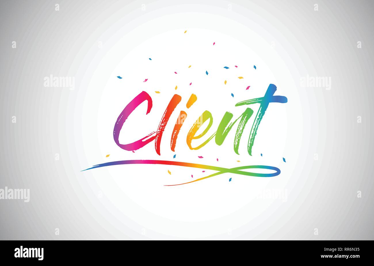 Client Creative Word Text with Handwritten Rainbow Vibrant Colors and ...