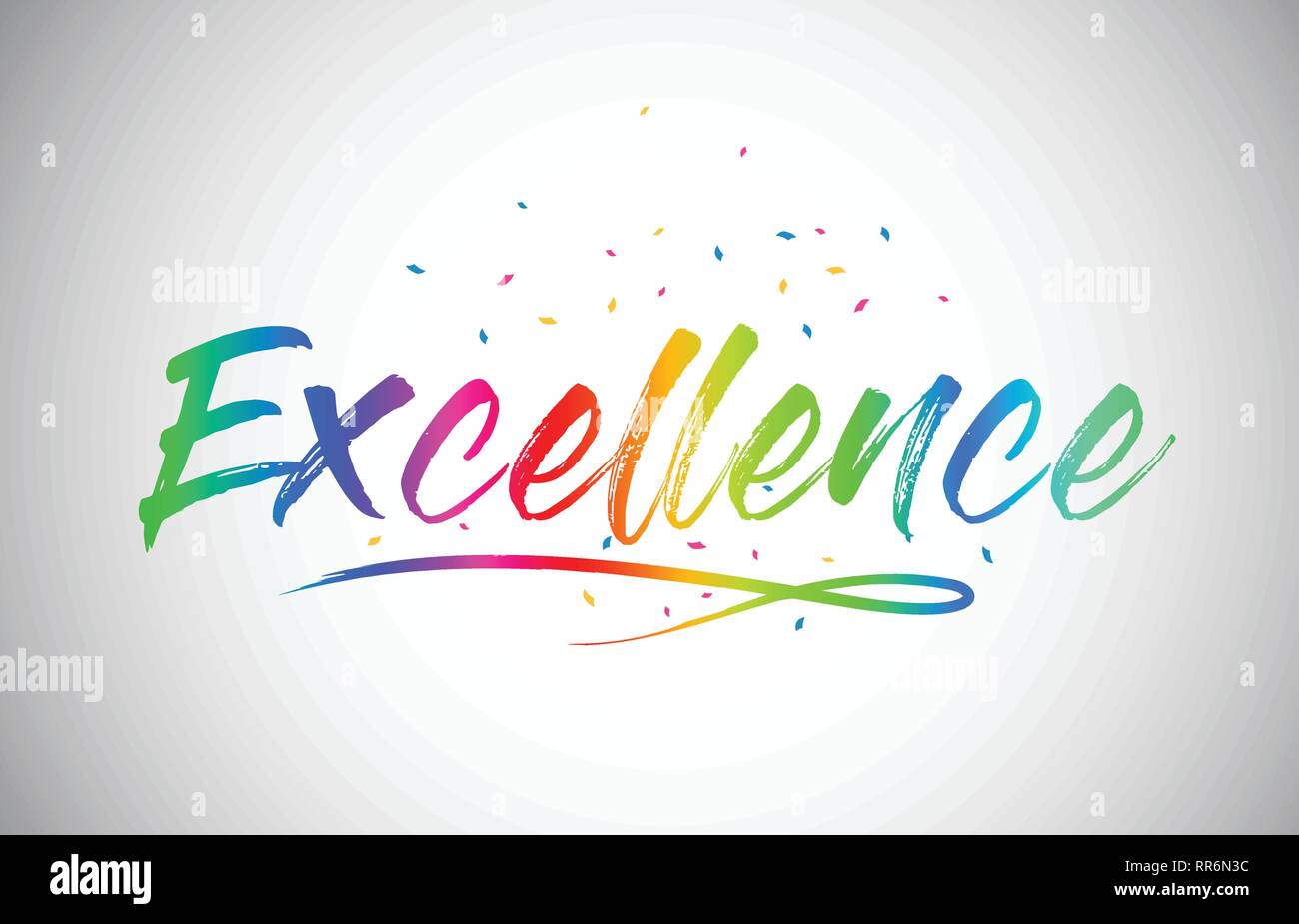 Excellence Creative Word Text with Handwritten Rainbow Vibrant Colors ...