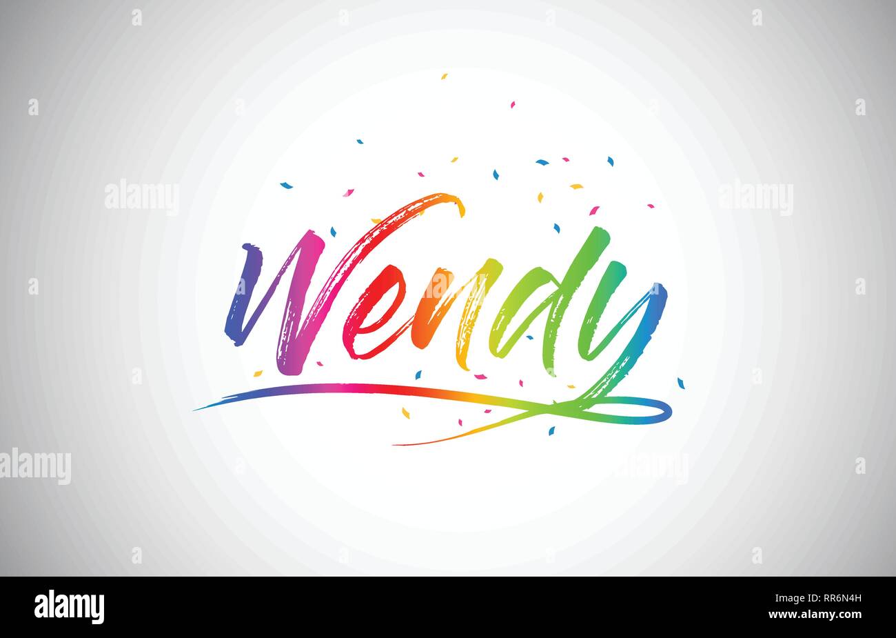 Wendy Creative Word Text with Handwritten Rainbow Vibrant Colors and ...
